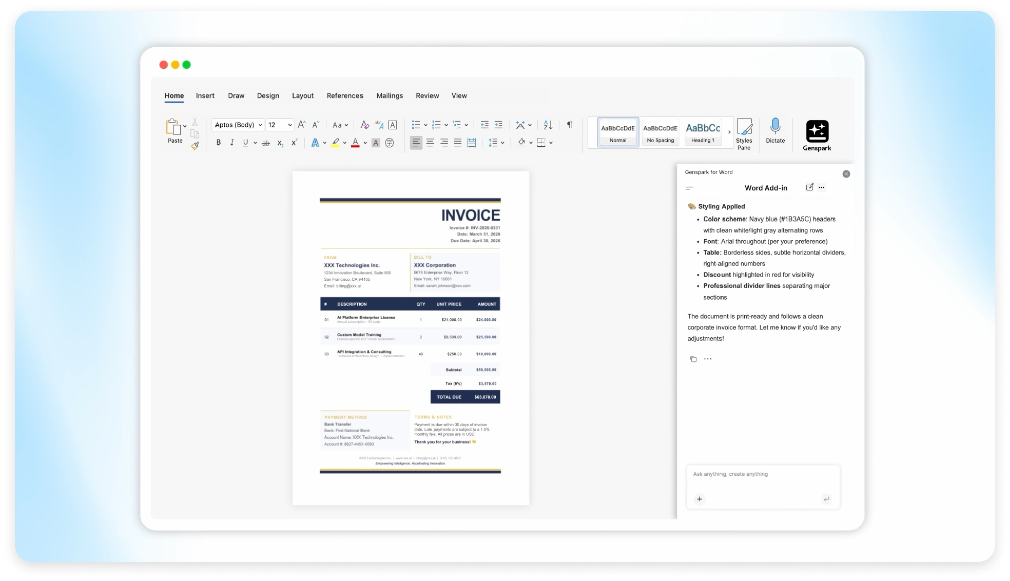Genspark para Word — Tu asistente IA de redacción y edición